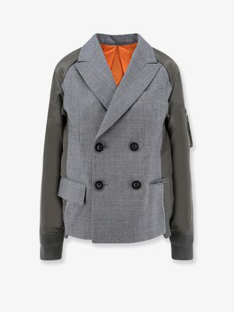 sacai Wool blazer with nylon sleeves - SACAI - gender_Woman