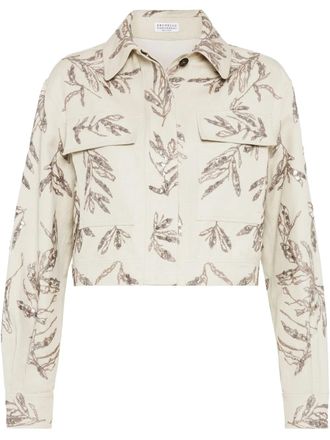 Brunello Cucinelli veste Flora à broderies - Tons neutres