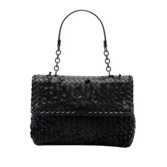 Bottega Veneta Sac bandouli&egrave;re en cuir tress&eacute; &agrave; volants Pre-owned - Femme - Pre-owned - Noir - Taille: ONE Size