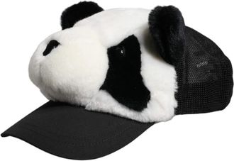 Dolce & Gabbana unisex, Accessoires, Noir, Taille: ONE Size Panda Fur Baseball Cap