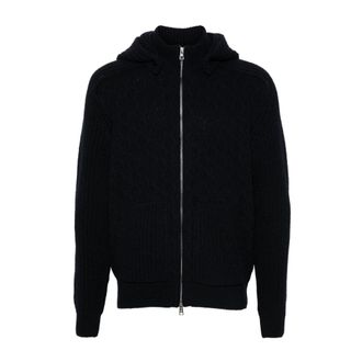 Tagliatore Homme, Pulls, Bleu, Taille: L Cardigan Bleu Nuit en Mélange de Laine