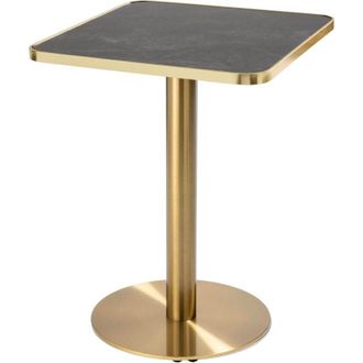 Oviala Oviala - Table à manger 60 x 60 cm pied doré et revêtement noir/doré