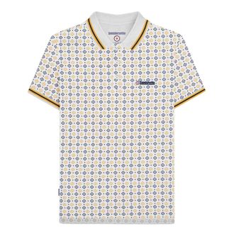 Lambretta SS25 Poloshirt f&uuml;r Herren (Wei&szlig;/Marineblau/Gold)