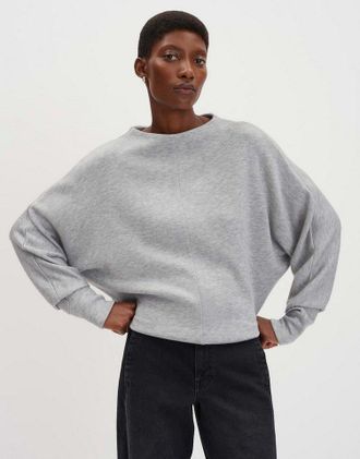 someday Sweatshirt UTIBBY DETAIL Loose aus weichem Viskose Mix Leicht transparentes Sweatshirt mit Funnel Neck