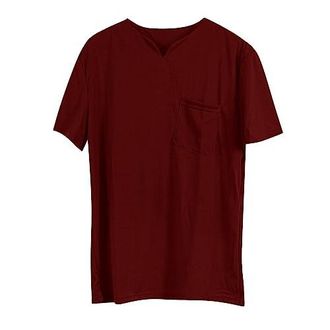 Generic T-shirt de sport &agrave; manches courtes et col en V pour homme avec poche de poitrine, coupe r&eacute;guli&egrave;re, couleur unie, haut, uni, l&eacute;ger, respirant, grandes 