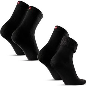 Danish Endurance Chaussettes thermiques, chaussettes antidérapantes, chaussettes confortables pour lhiver, isolées, doublure chaude en polaire, Lot de 2, Noir, 39-42