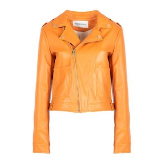 Silvian Heach Femme, Vestes, Orange, Taille: 36 FR Veste en Cuir Ajustée