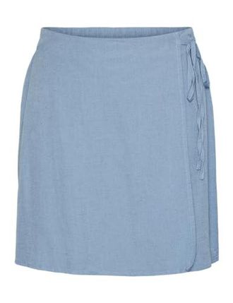 Pieces PCKAREN HW Skirt Jupe d&eacute;t&eacute;, Blue Bell, L Femme