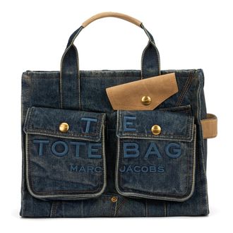 Marc Jacobs Femme, Sacs, Bleu, Taille: ONE Size Denim Suede Medium Cargo Tote Bag