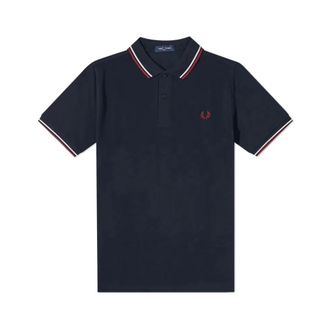 Fred Perry Homme, Tops, Bleu, Taille: 2XL Polo Slim Fit &agrave; Double Liser&eacute;