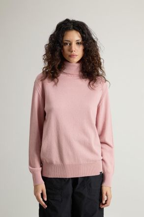 Woolrich Damen Rollkragenpullover aus reiner Kaschmirwolle Rosa Größe XS