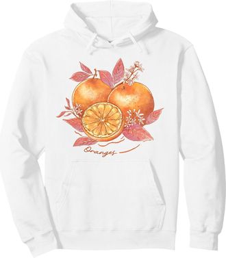 Trendy Apparel Oranges Fruit Arrangement Watercolor Painting Pullover Hoodie