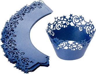 PME CW923 Muffin-Manschetten mit Mitternachtsblauen Sternen, Packung mit 12 Stück, Kunststoff, Blue, cm, 5 x 0.1 x 20.5 cm, 12 Einheiten