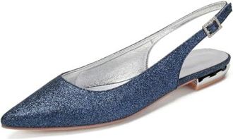 Generic Chaussures De Mariage Femmes Bout Pointu Mari&eacute;e Plates Et&eacute; Plate Mariage Soir&eacute;e Chaussures Ballerines 1.8Cm,Dark Blue,36 EU