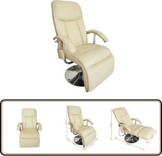 vidaXL Massagesessel Cremewei&szlig; Kunstleder - Massage Stuhl - Entspannungsstuhl - Wellnessstuhl - Elektrischer Massagesessel - Luxussessel