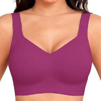 Generic Soutien-gorge doux et confortable sans fil pour femme - Couverture compl&egrave;te au quotidien - Soutien-gorge invisible sans fil pour femme, rose vif, XXL