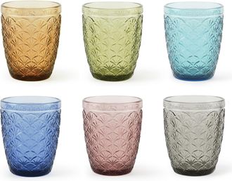 Excelsa Ginkgo Set mit 6 Wassergläsern, farbiges Glas, Fassungsvermögen 300 ml