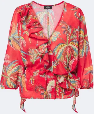 Etro Top portefeuille en coton &agrave; fleurs