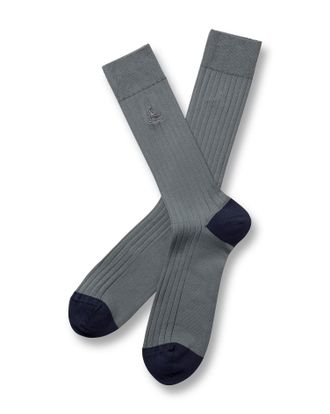 CHARLES TYRWHITT Gerippte Baumwollsocken - Grau