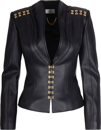 Elisabetta Franchi veste en tweed à design ouvert devant - Noir