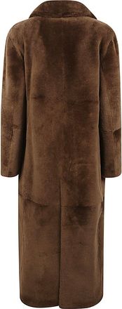 Furling Suede Double-Breasted Coat - Brown
