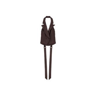 Elisabetta Franchi Weste mit tiefem V-Ausschnitt und doppelreihiger Knopfleiste - - Jackets - Damen - Braun - S
