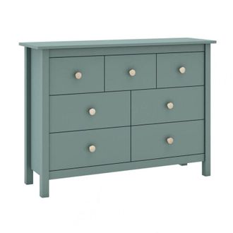 Altobuy Altobuy - dava - Commode 5 Tiroirs en Pin Massif Vert P&eacute;trole