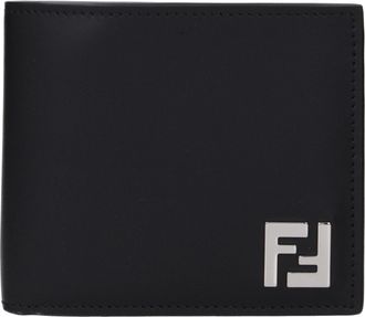 Fendi Hommess Portefeuille &agrave; deux volets en cuir noir
