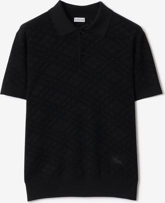 Burberry Woll-Poloshirt mit Karomuster, Size: XXXL