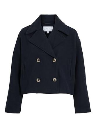 Vila Vila Neck Jacket Vikamina Noos Veste &agrave; col en V L/S, Blazer Bleu Marine, Numeric_40 Femmes