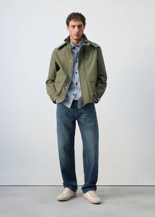 Mango Blouson r&eacute;sistant &agrave; leau capuche amovible vert - Homme - XXL - MANGO MAN