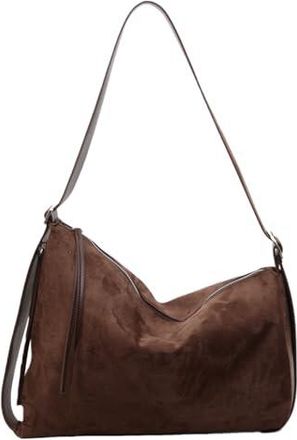 Generic Sac &agrave; bandouli&egrave;re en daim synth&eacute;tique avec fermeture &eacute;clair - Grande capacit&eacute; - Pour voyage, shopping, travail, usage quotidien, caf&eacute;, 350.00x300.00x1