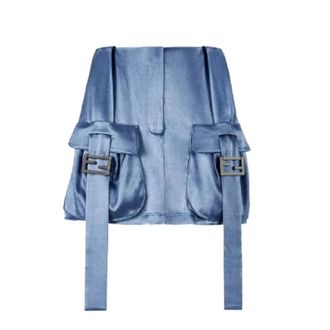 Fendi Satin Cargo Minirock - - Skirts - Damen - Blau - S