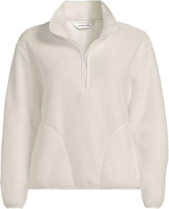 Lands End Teddy-Pullover mit Reißverschluss, Damen, Größe:36-38 regular, Weiß, Polyester, by Lands End