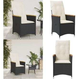 vidaXL Gartensessel Verstellbar mit Kissen Schwarz Poly Rattan - Gartenstuhl - Relaxsessel - Liegesessel - Lounge Sessel - Rattan Sessel - Home & Living