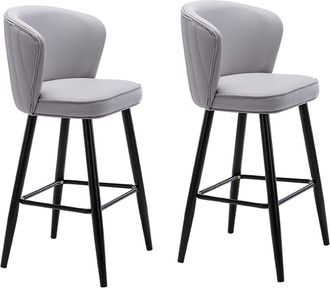 Generic Barhocker-Set (2er-Set), Tresenhocker mit Armlehnen und R&uuml;ckenlehne, Hochst&uuml;hle mit Sitzfl&auml;che aus PU-Leder f&uuml;r die K&uuml;che