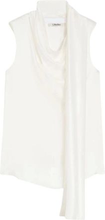 Max Mara Femme, Tops, Blanc, Taille: 38 FR Smmdry 113 Drape Sleeveless Blouse