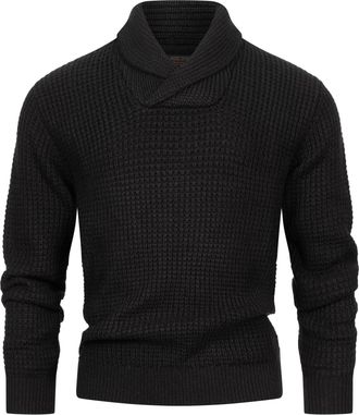Indicode Herren INBrockly Strickpullover mit Schalkragen | Herrenpullover Strick-Pulli f&uuml;r M&auml;nner Black, XXL