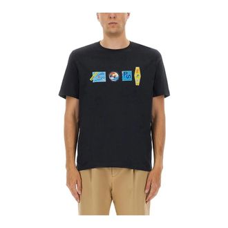 Paul Smith Grafikdruck Baumwoll-T-Shirt - - Tops - Herren - Blau - M