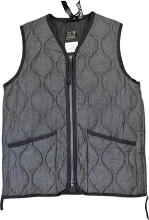 TAION Taion - Gilet matelass&eacute; sans manches &agrave; col en V et fermeture &eacute;clair militaire (coque rigide) - Homme - Vestes - Gris - Taille: S