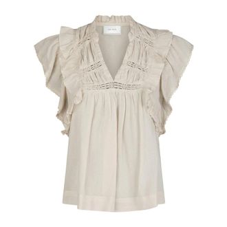 Neo Noir Feminine Voile Bluse mit R&uuml;schen - - Blouses & Shirts - Damen - Beige - XS