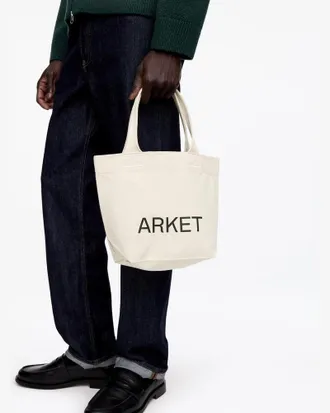Arket Mini-Tragetasche Aus Canvas -Wei&szlig;