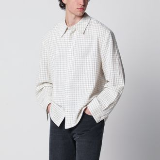 S&eacute;fr Hellbeiges Hemd mit Karomuster