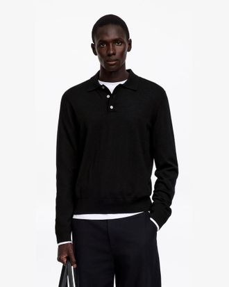 Arket Polopullover Aus Merinowolle -Schwarz