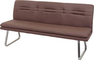 Mendler Sitzbank HWC-H70, Esszimmerbank Bank Polsterbank, R&uuml;ckenlehne Stoff/Textil Edelstahl geb&uuml;rstet - braun 180cm