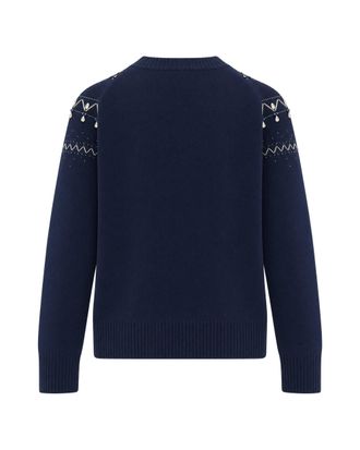 Liu Jo Crystal-Embellished Fair Isle Sweater - Navy