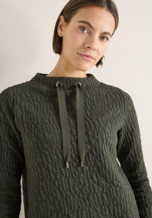 Cecil Sweater Jacquard Funnel Neck mit Strukturmuster