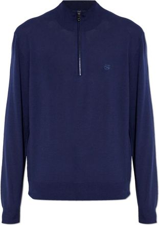 Etro Homme, Pulls, Bleu, Taille: XL Pull avec logo brod&eacute;