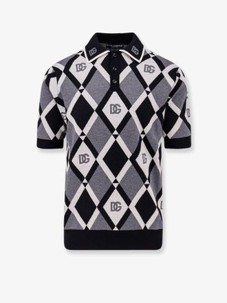Dolce & Gabbana Virgin wool polo shirt with geometric print - DOLCE & GABBANA - gender_Man