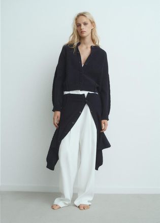 Mango Gerader Gardigan mit Knöpfen dunkles marineblau - Damen - S - MANGO